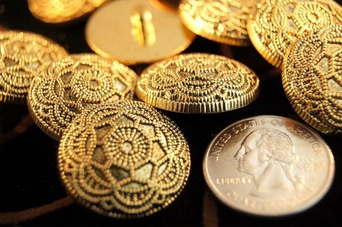 Vintage Gold Buttons Embossed Floral Metallic Gold Shank Buttons – Lace ...