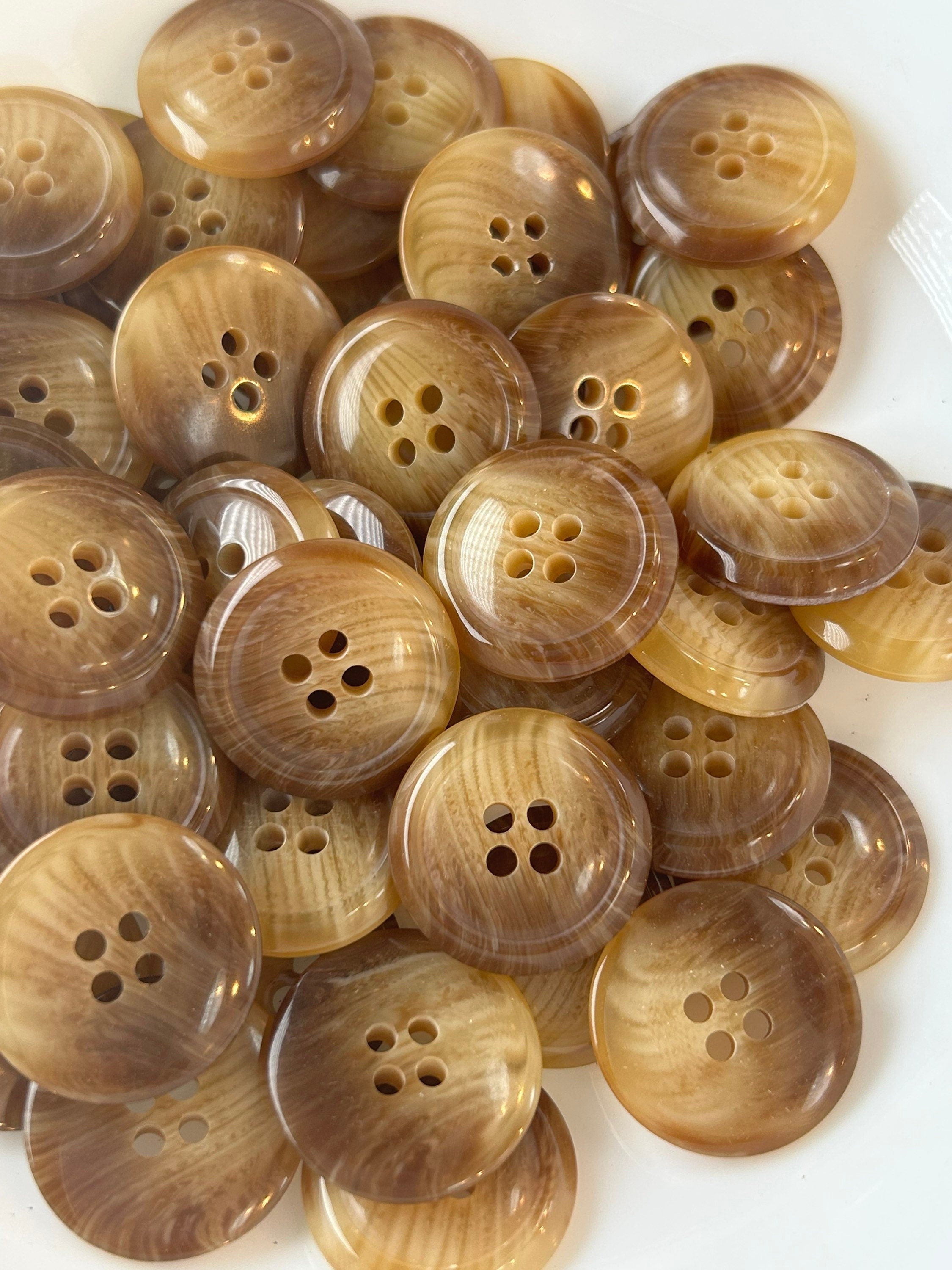 ITALIAN BUTTONS 4 Hole Multi Light Brown Buttons 3/4" (20mm) Designer ...