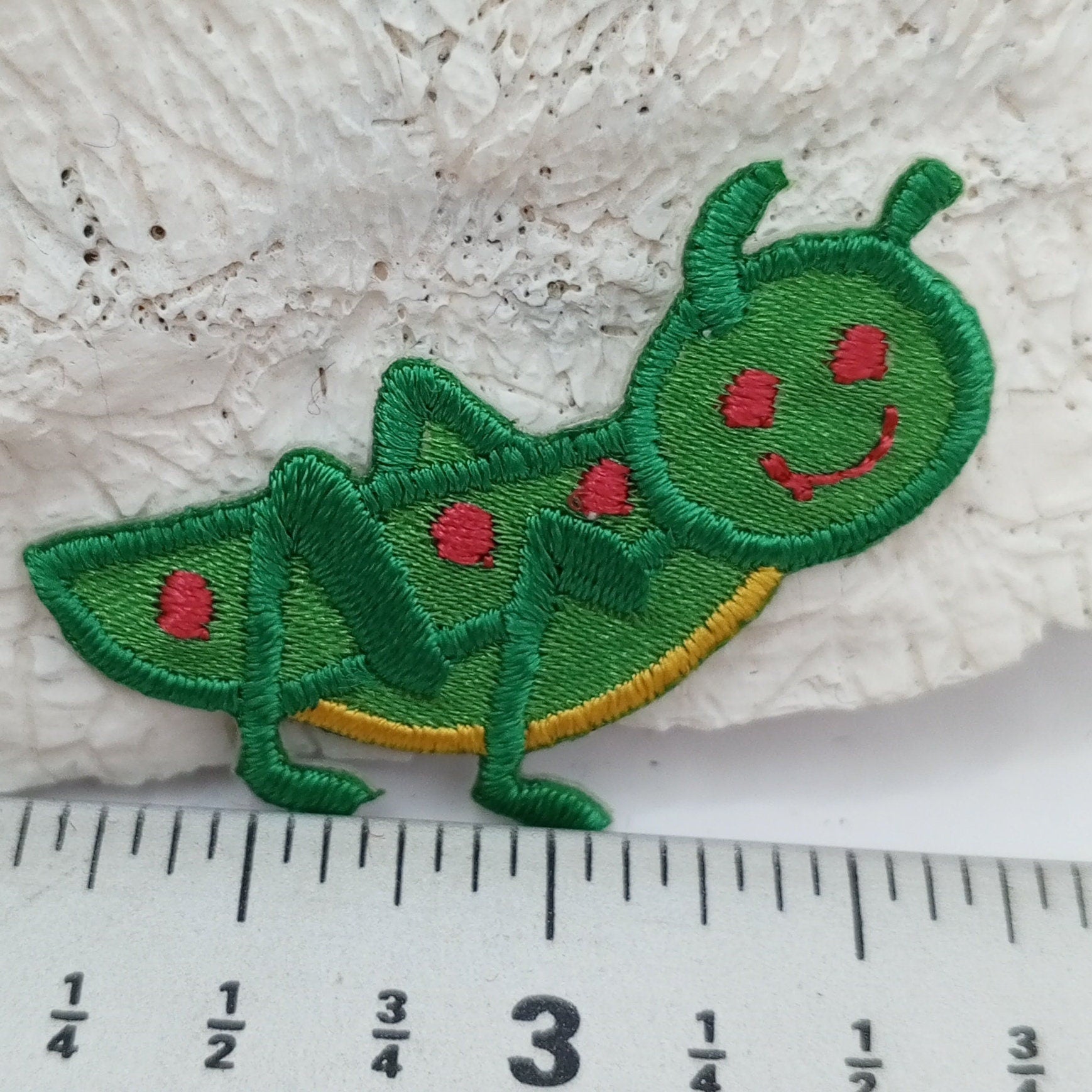 Cute Green grasshopper Patches yellow red iron on sewing appliqué #481 ...