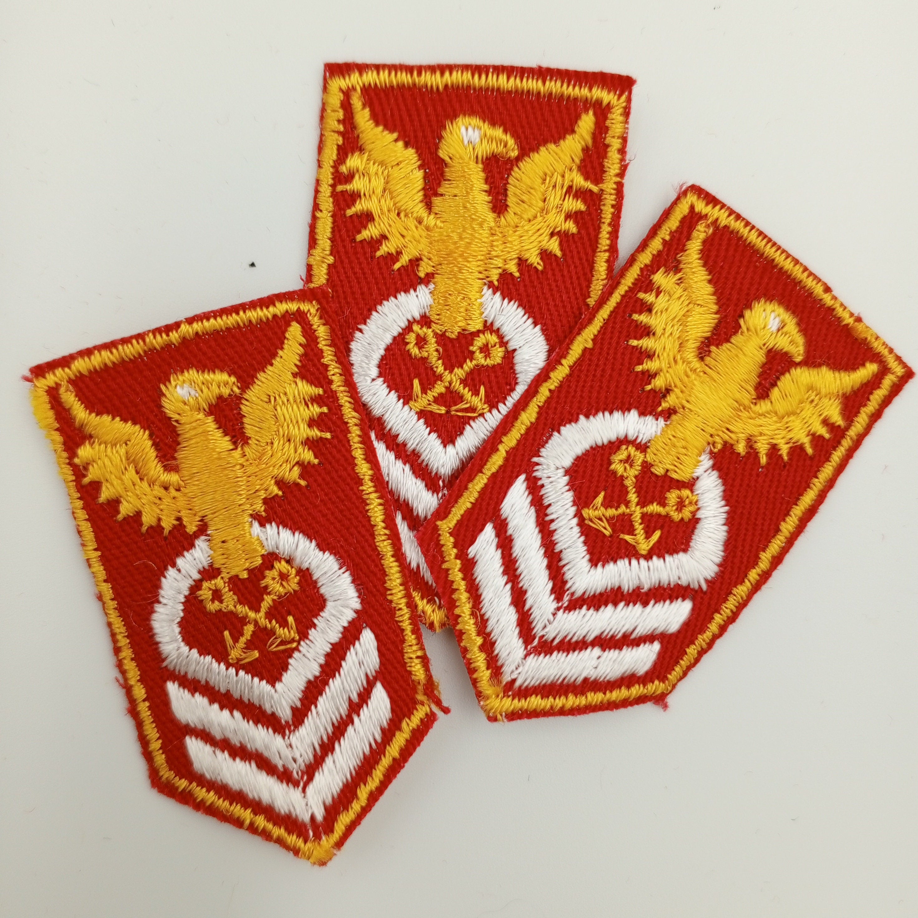 VINTAGE Gold Eagle Badge Patches Red twill yellow white Embroidered pa ...