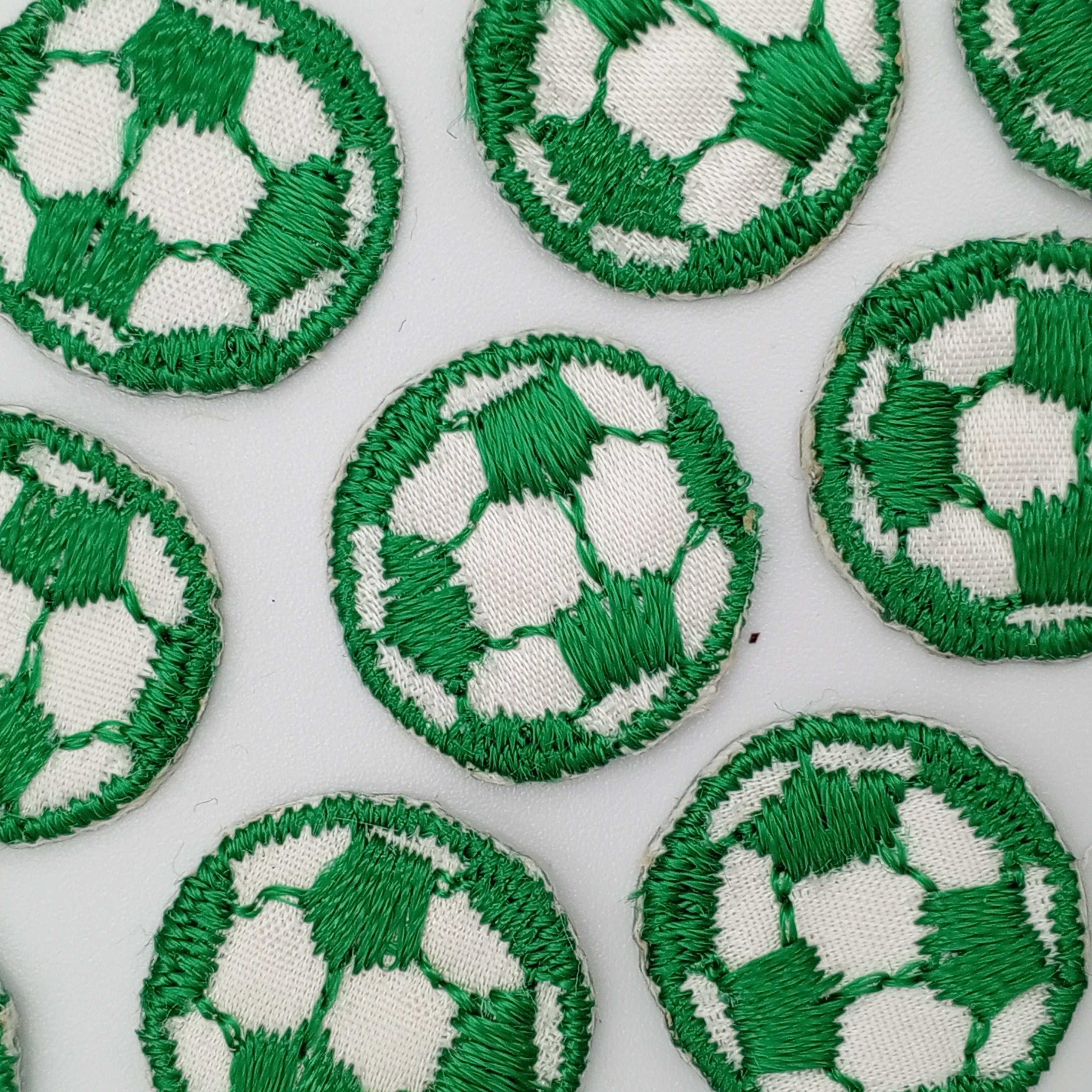 VINTAGE Soccer ball patches green white embroidered applique #924 ...