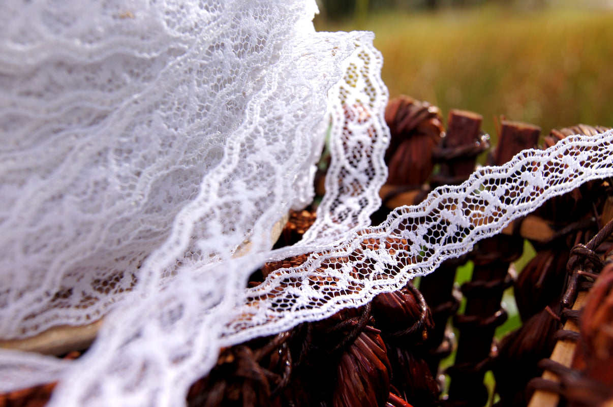 Pure White Tiny Galloon Lace Trim ⅝" wide