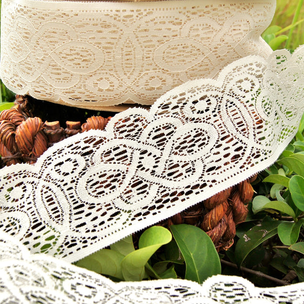 Vintage Dark Ivory Stiff Wide Scalloped Lace 3½" wide – Lace Trim