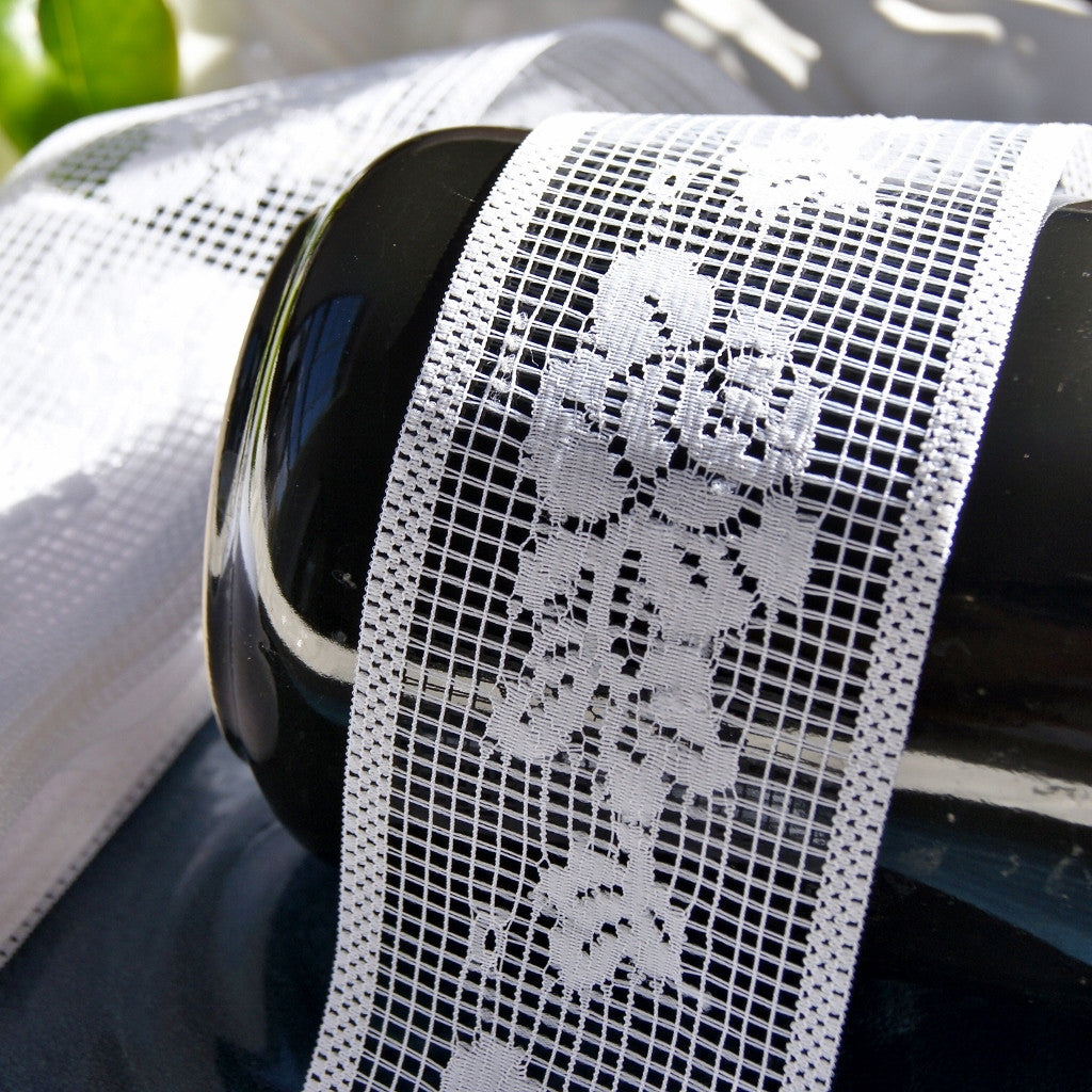 2¼" White Roses Insertion Lace Trim