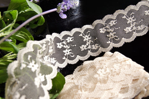 Soft Galloon Floral Lace Trim 2¼" wide - Cream | Lace Trim