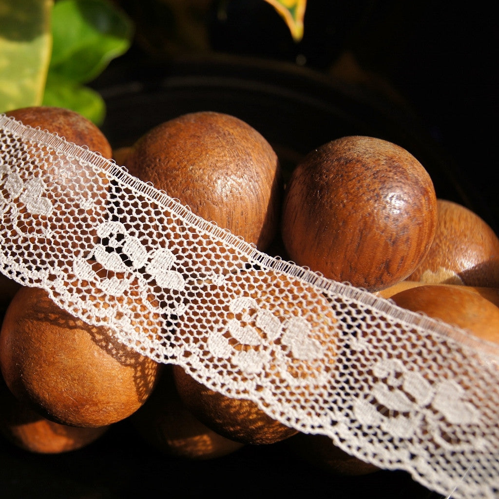 Natural Fine Floral Lace Trim 1" wide