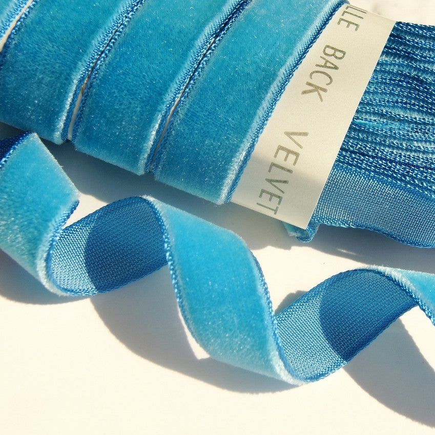 Old Blue Velvet Ribbon Vintage from France 16mm – Lace Trim